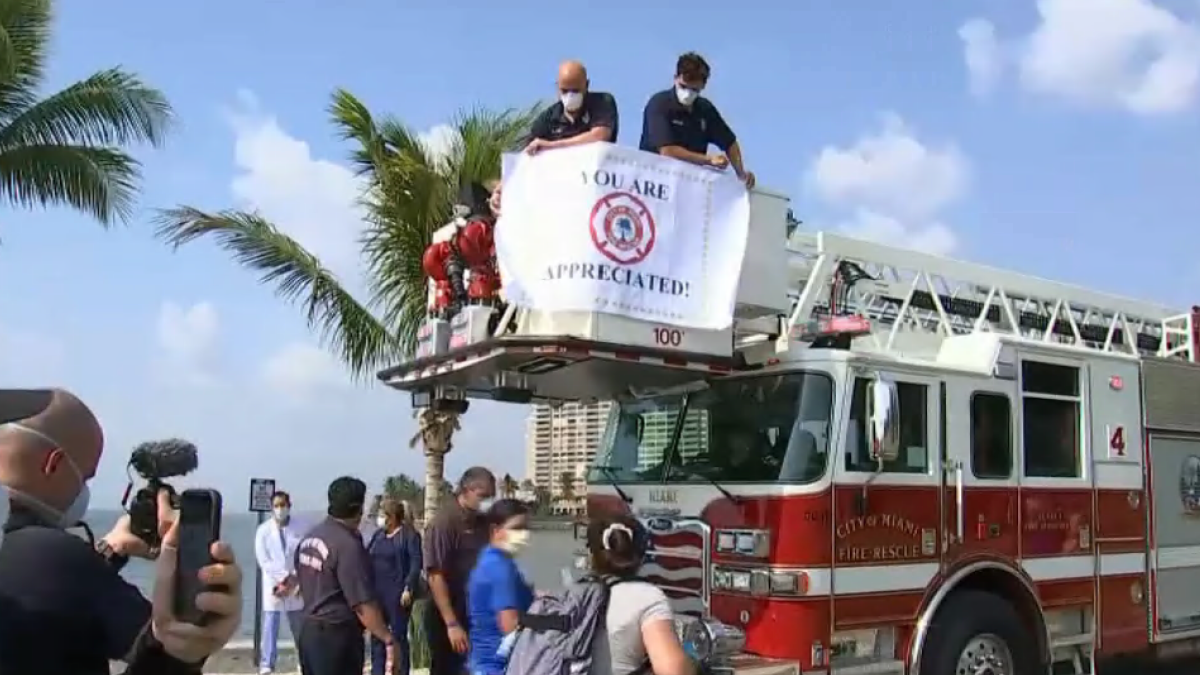 Miami Fire Rescue Salutes Hospital Staff Battling Coronavirus Outbreak ...