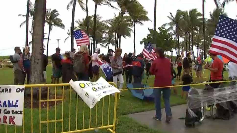 Dozens of Protestors Take Over South Beach Park, Demand South Florida ...