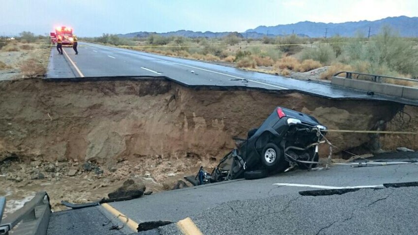 Heavy Rains Cause Bridge Collapse Along I-10, Main Route Between Los ...