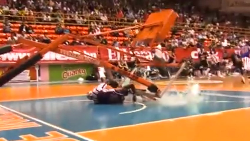 WATCH: Hoop Crashes, Injures Harlem Globetrotter During Dunk – NBC 6 ...