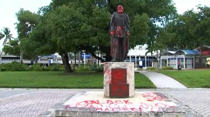 7 Arrested for Vandalizing Miami Statues After Peaceful Protest Turns ...