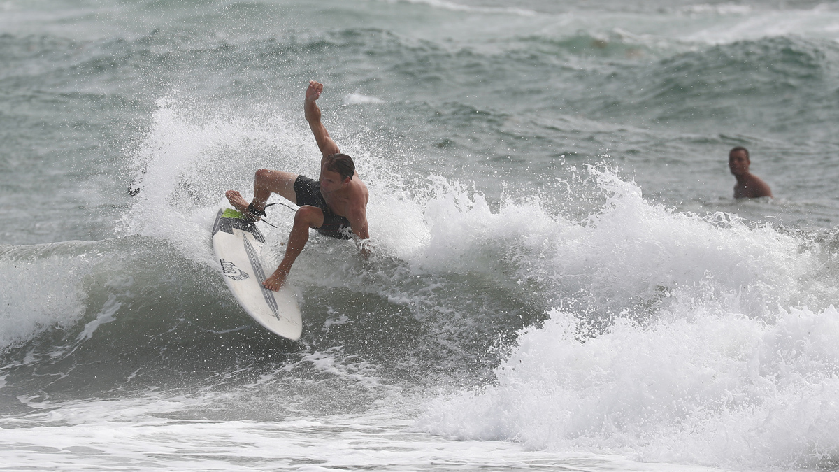 Surfers Take Advantage of Big Waves From Isaias at South Florida ...