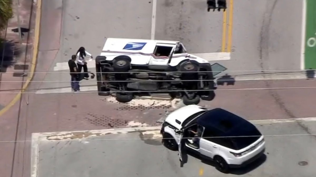 Two People Injured in Rollover Crash Involving USPS Truck in Miami ...