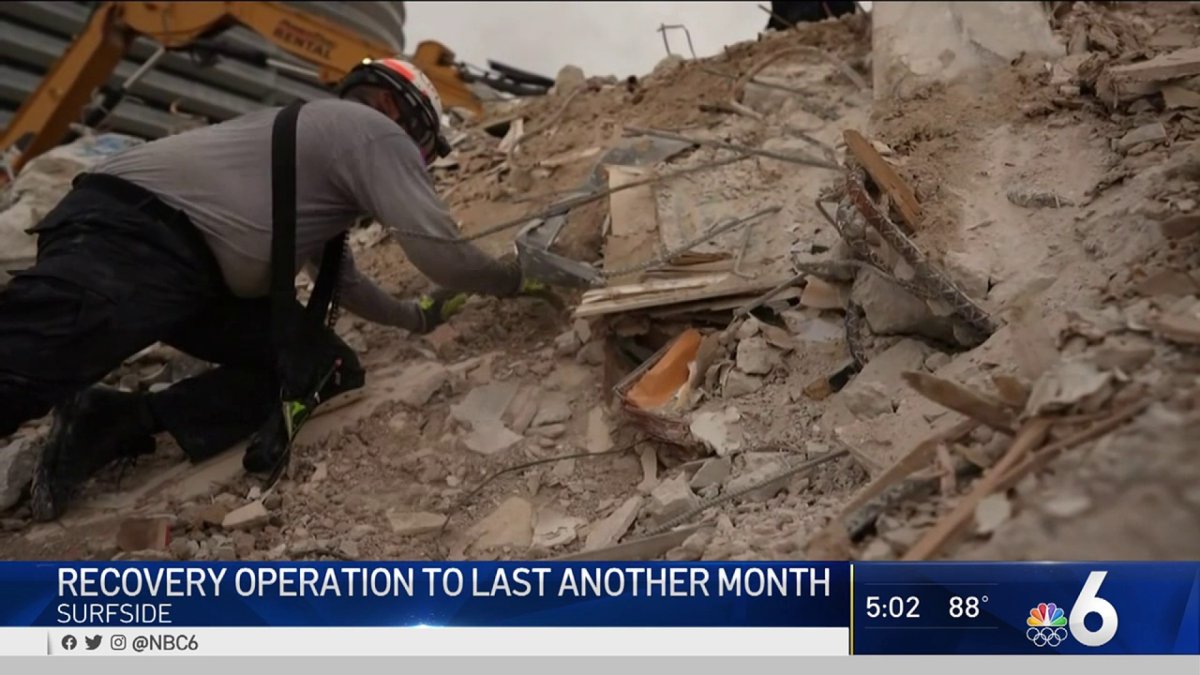 Surfside Recovery Operation Expected to Last Another Month – NBC 6 ...