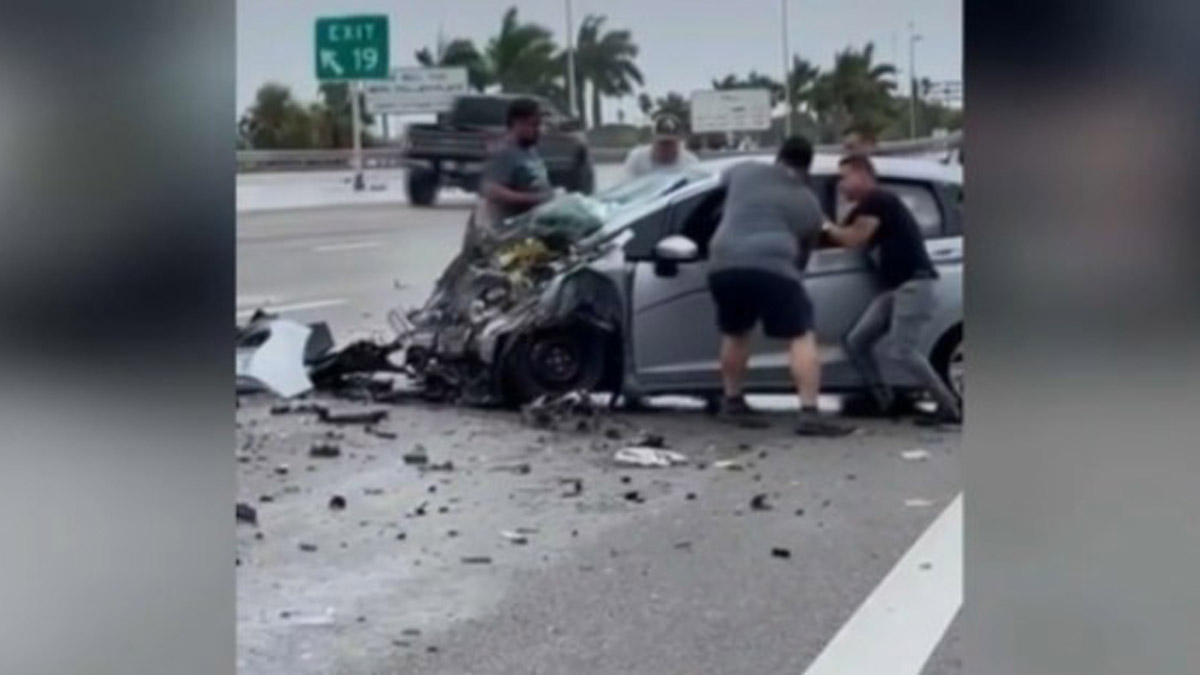 Good Samaritans Help Free Driver After Crash On Turnpike In Miami Dade