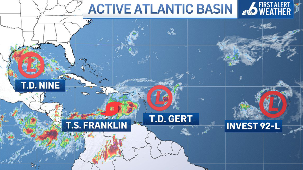 Gert weakens to depression, forecasters track TS Franklin, TD9 – NBC 6 ...