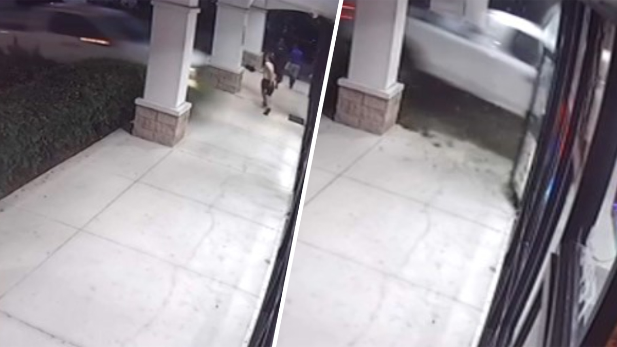 Video shows truck narrowly missing pedestrian before slamming into ...