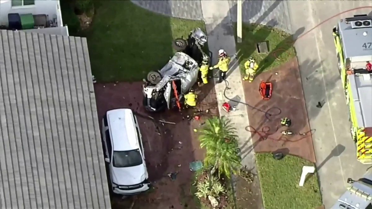 Video shows aftermath of rollover crash in southwest Miami-Dade neighborhood – NBC 6 South Florida