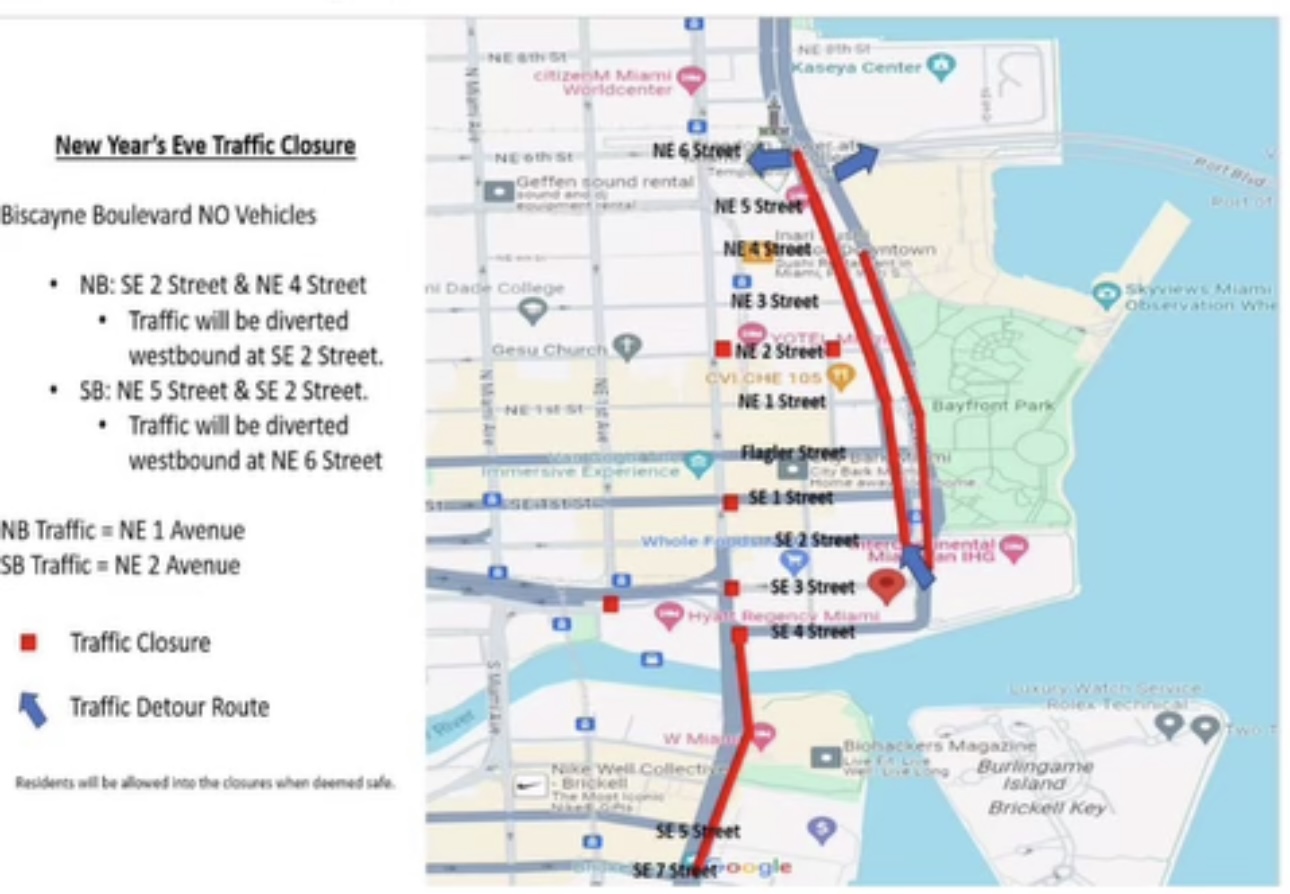 Here are all the traffic changes to expect ahead of Bayfront Park’s NYE ...