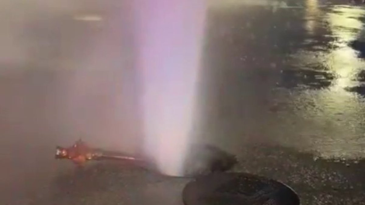 Water main break causes water to shoot out of the ground in Wilton ...