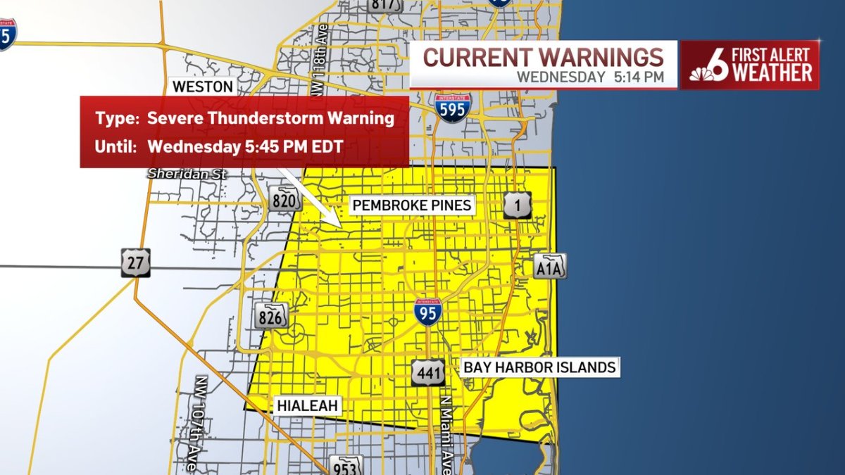 Severe Thunderstorm Warning issued for Miami-Dade, Broward counties ...
