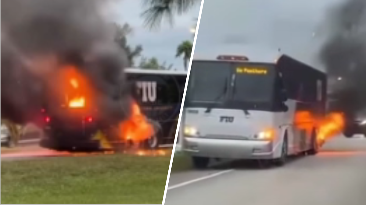 Video shows FIU shuttle bus carrying students engulfed in flames – NBC ...