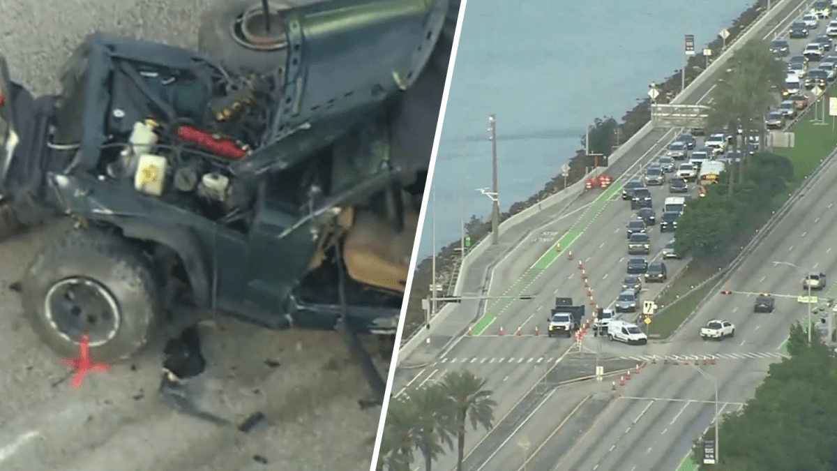 2 hurt, MacArthur Causeway shut down after crash, causing traffic – NBC ...