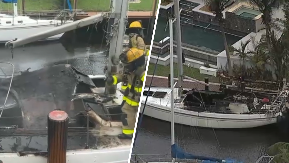 Crews respond after 50-foot sailboat catches fire in Fort Lauderdale ...