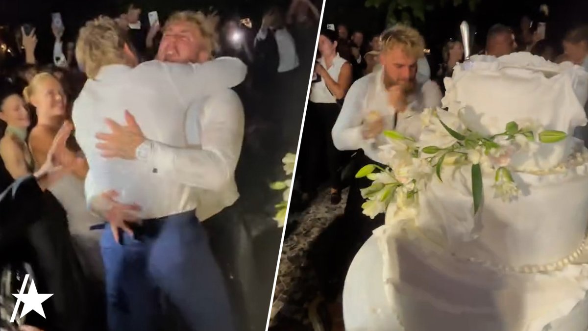 Jake Paul destroys brother Logan Paul’s wedding cake in viral moment ...