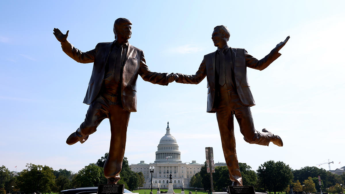 Government removes DC statue of Trump and Epstein holding hands – NBC 6 ...