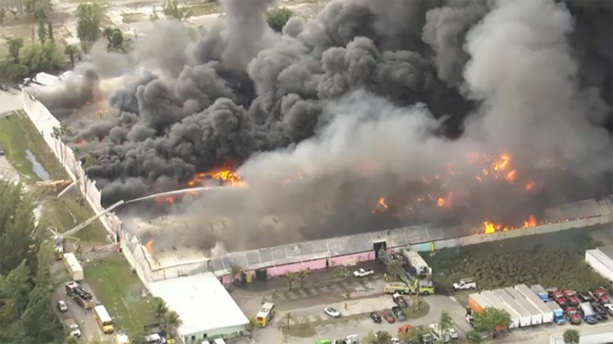 Crews respond to massive five-alarm fire at NW Miami-Dade warehouse ...