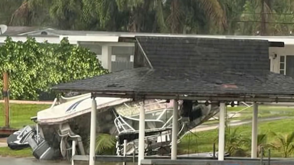 Fierce storm winds flip boat, topple trees and knock out power in Miami ...