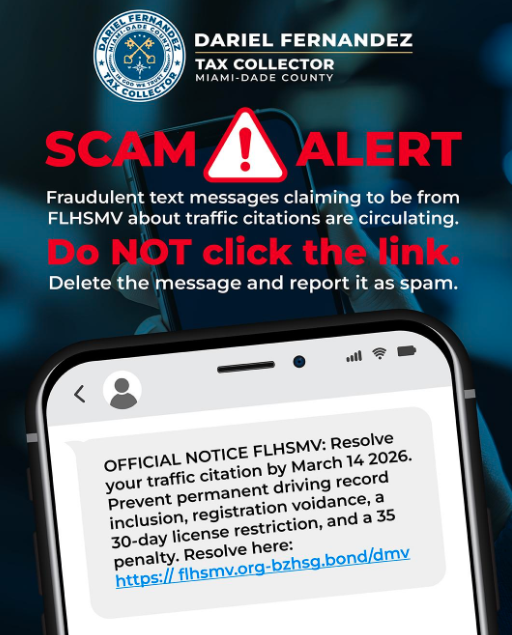 Miami-Dade warns of text scams about unpaid traffic citations – NBC 6 ...